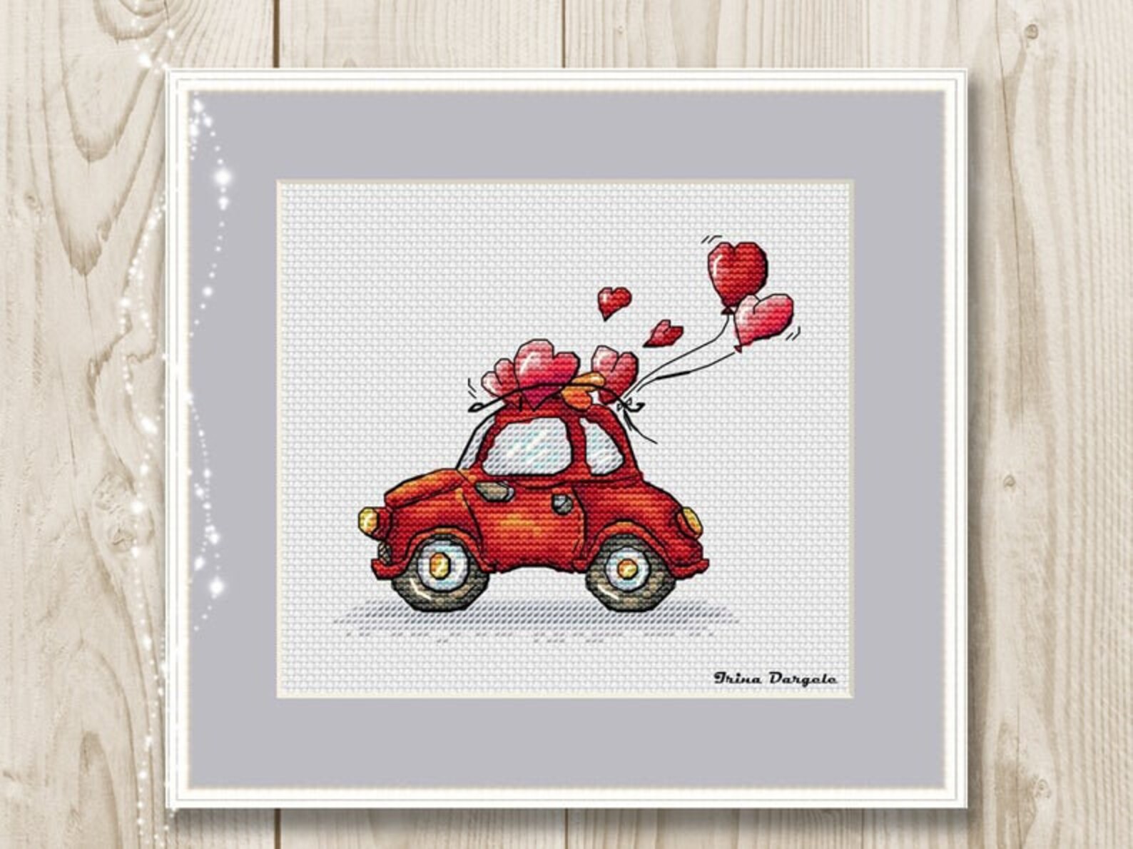 Cross Stitch Pattern Red Car Auto Xstitch Love Hearts Travels - Etsy