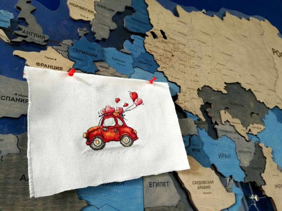 Cross Stitch Pattern Red Car Auto Xstitch Love Hearts Travels - Etsy