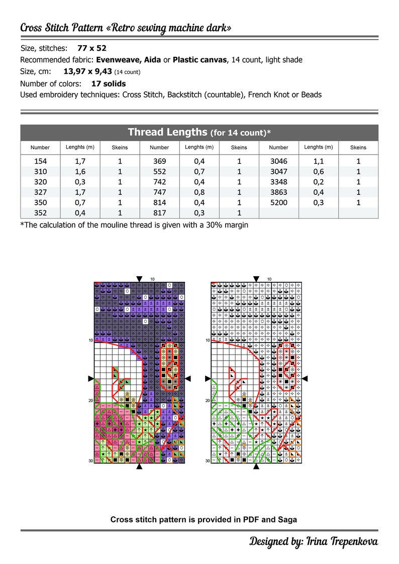 Cross Stitch Pattern Sewing Machine Flowers Xstitch Retro - Etsy