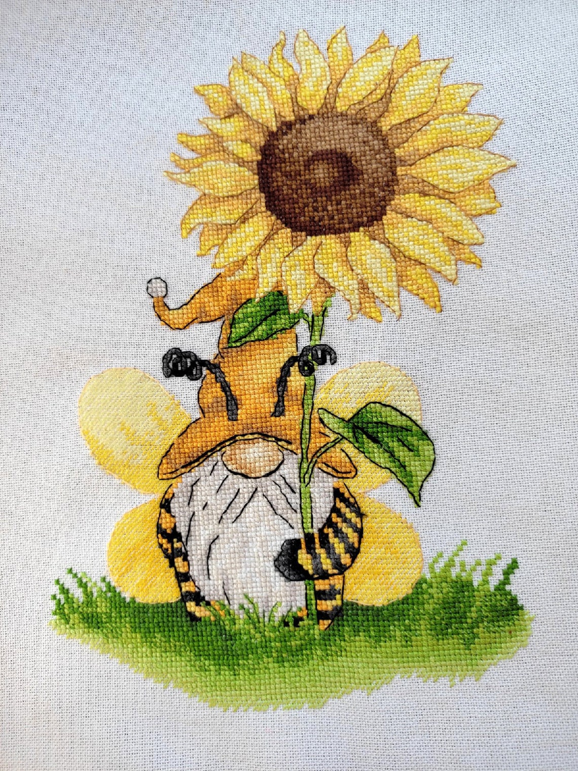 Cross Stitch Pattern Gnome Dwarf Xstitch Sunflower PDF Instant - Etsy