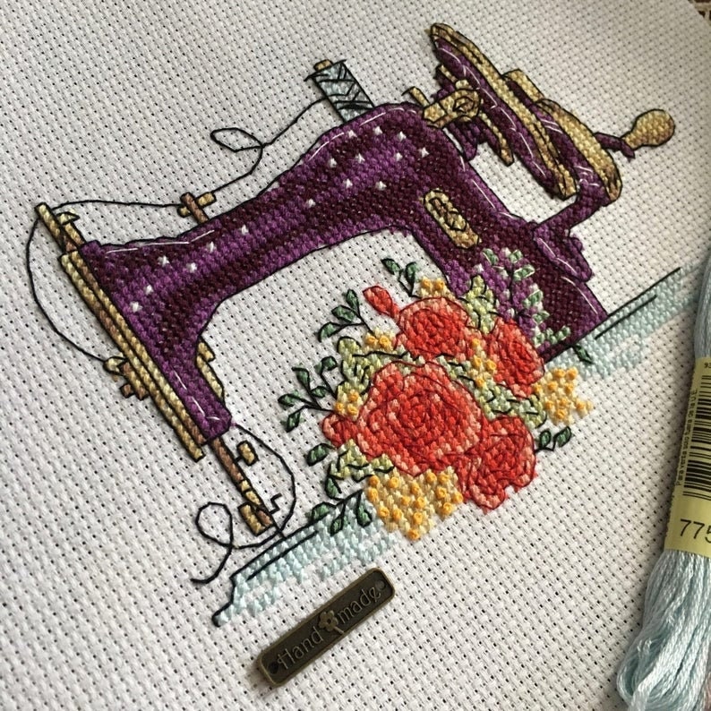 Cross Stitch Pattern Sewing Machine Flowers Xstitch Retro - Etsy