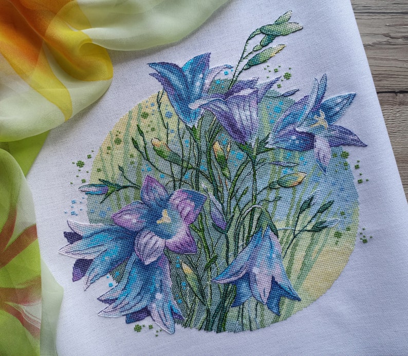 Cross Stitch Pattern Flowers Bluebells Circle Xstitch PDF Instant ...