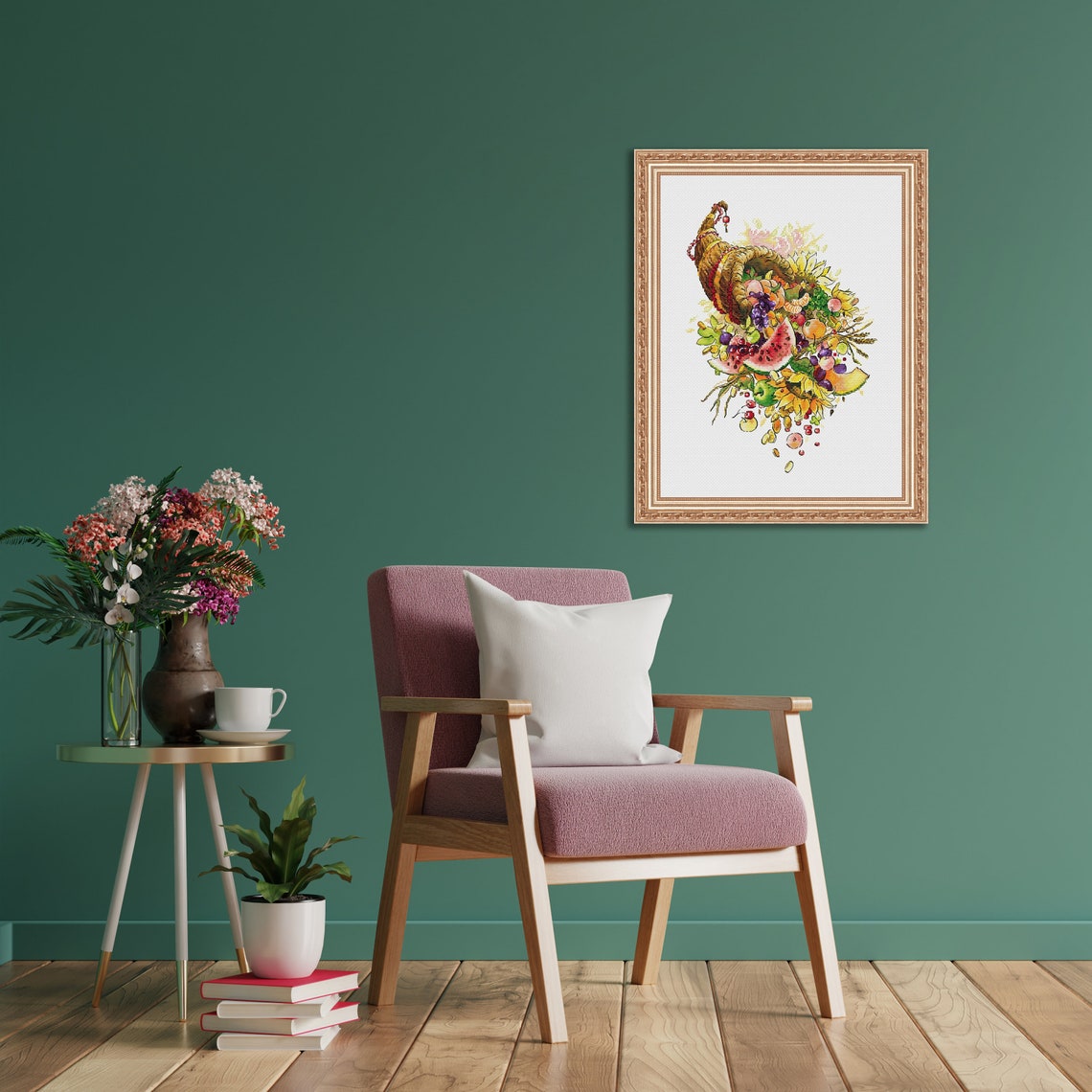 Cross Stitch Pattern Cornucopia Fruit Coin Beads Kitchen - Etsy