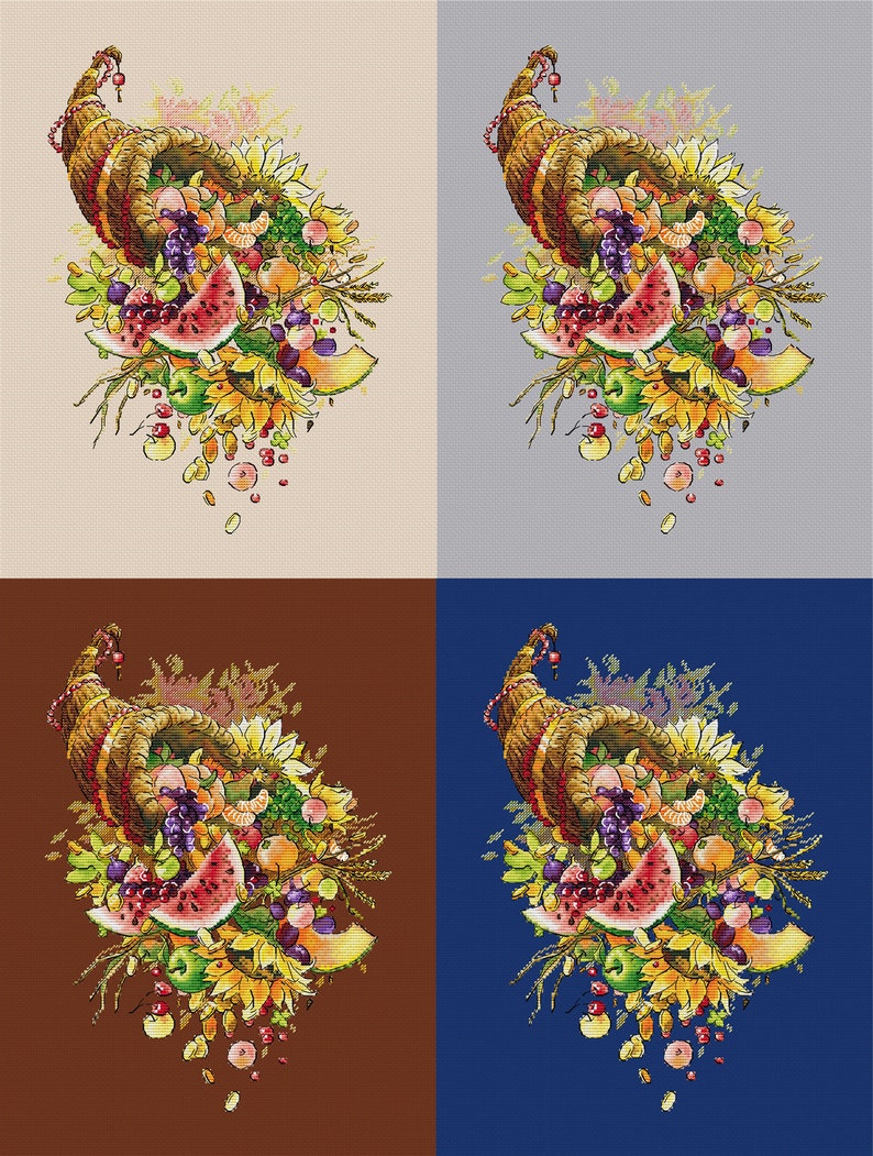 Cross Stitch Pattern Cornucopia Fruit Coin Beads Kitchen - Etsy