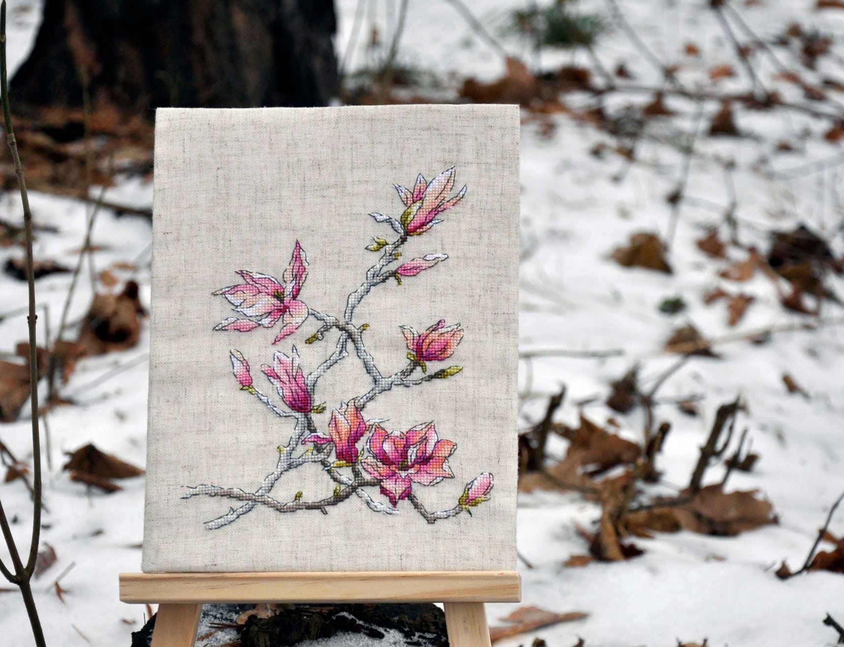 Magnolia Cross Stitch Pattern, Watercolor Flower (PDF Download) - Etsy