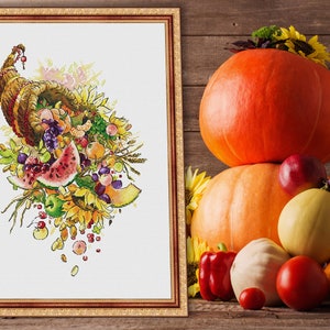 Cross Stitch Pattern Cornucopia Fruit Coin Beads Kitchen - Etsy