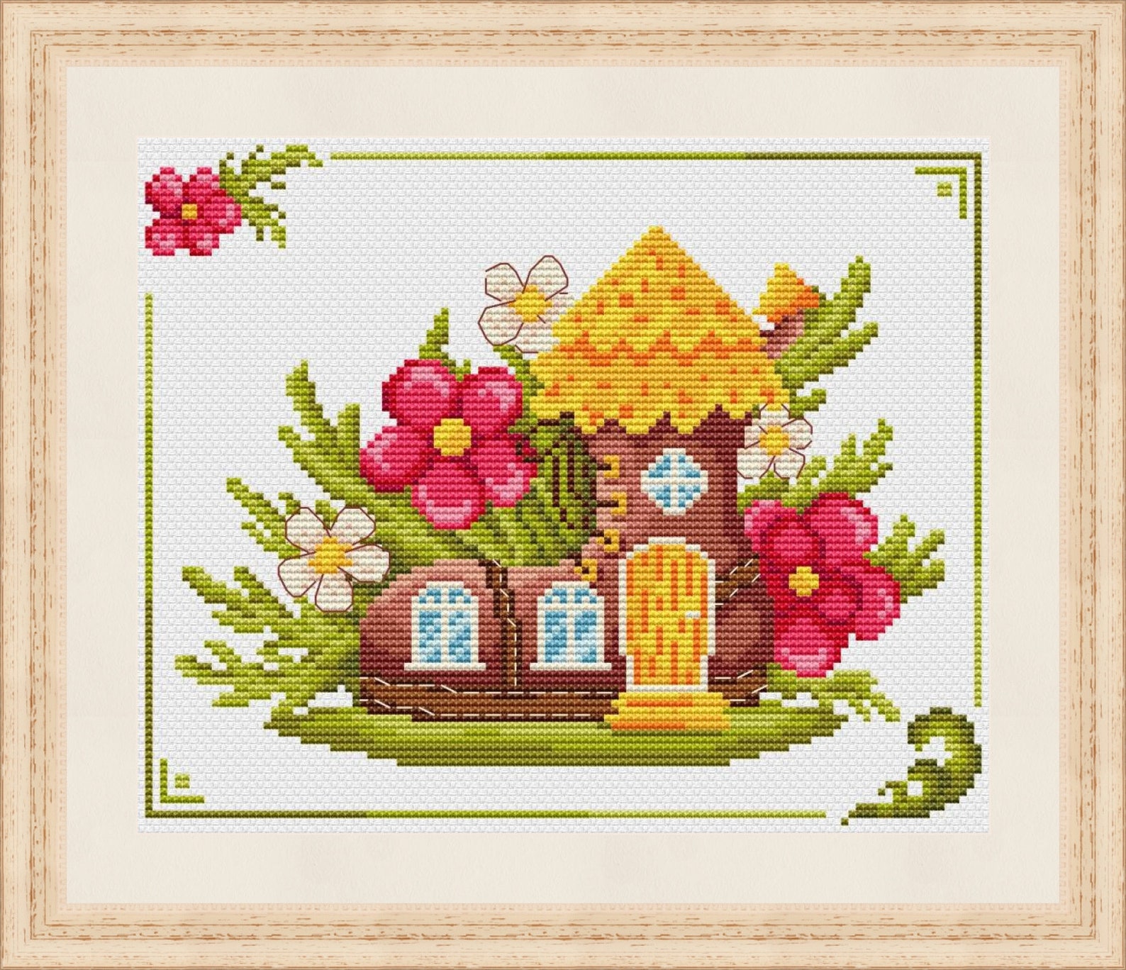 Cross Stitch Pattern Primitive Simple House Strawberry Boot - Etsy