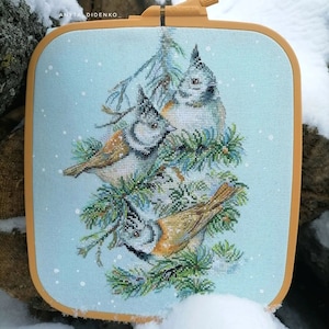 Cross Stitch Pattern Parus Cristatus Birds Xstitch Watercolor PDF ...