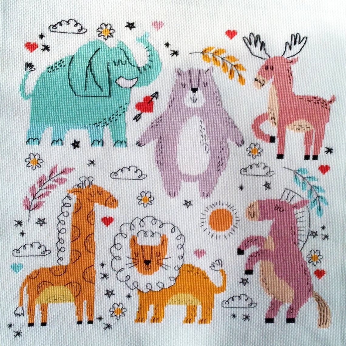 Cross Stitch Pattern Simple Animals Xstitch Funny Cute Child - Etsy