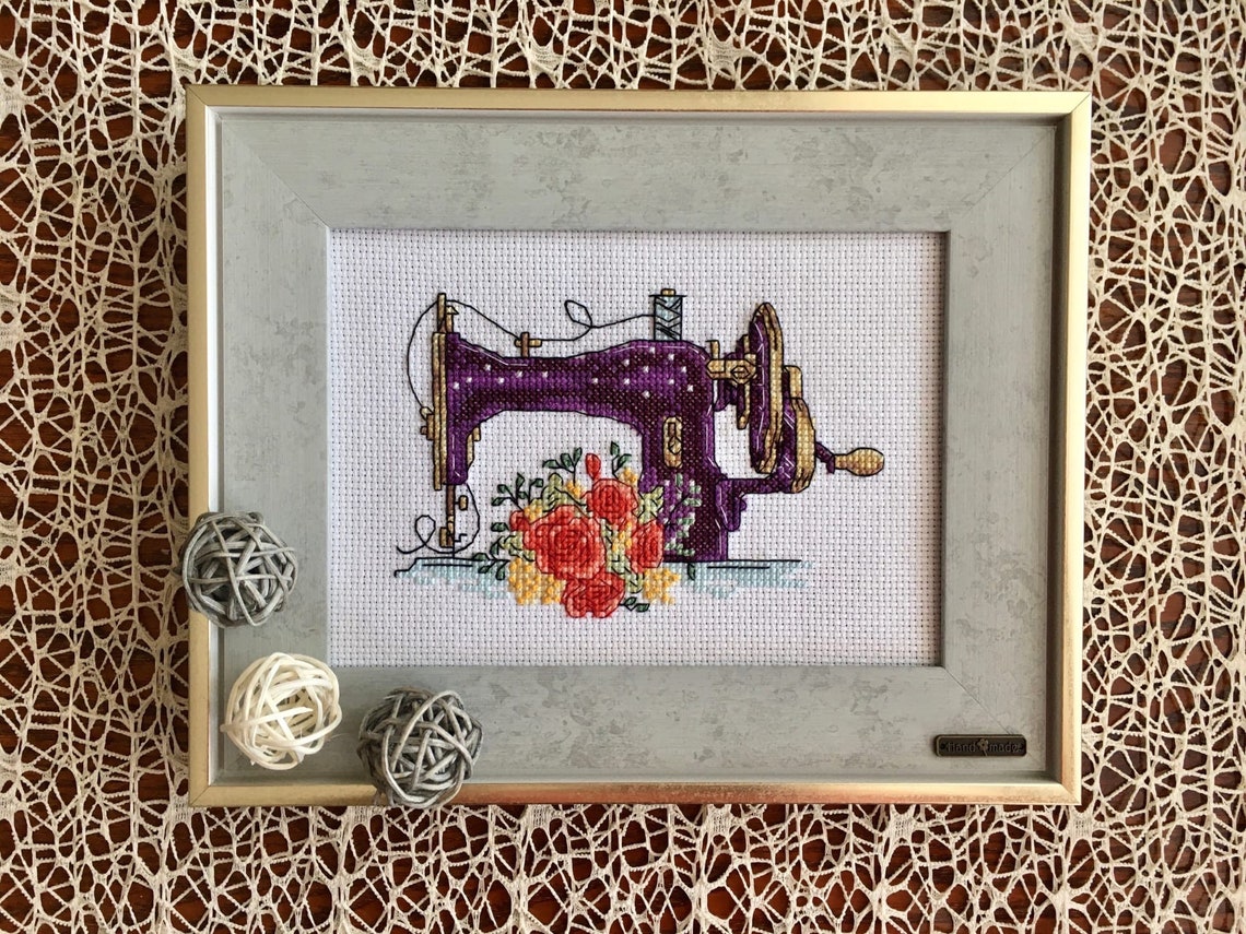 Cross Stitch Pattern Sewing Machine Flowers Xstitch Retro - Etsy