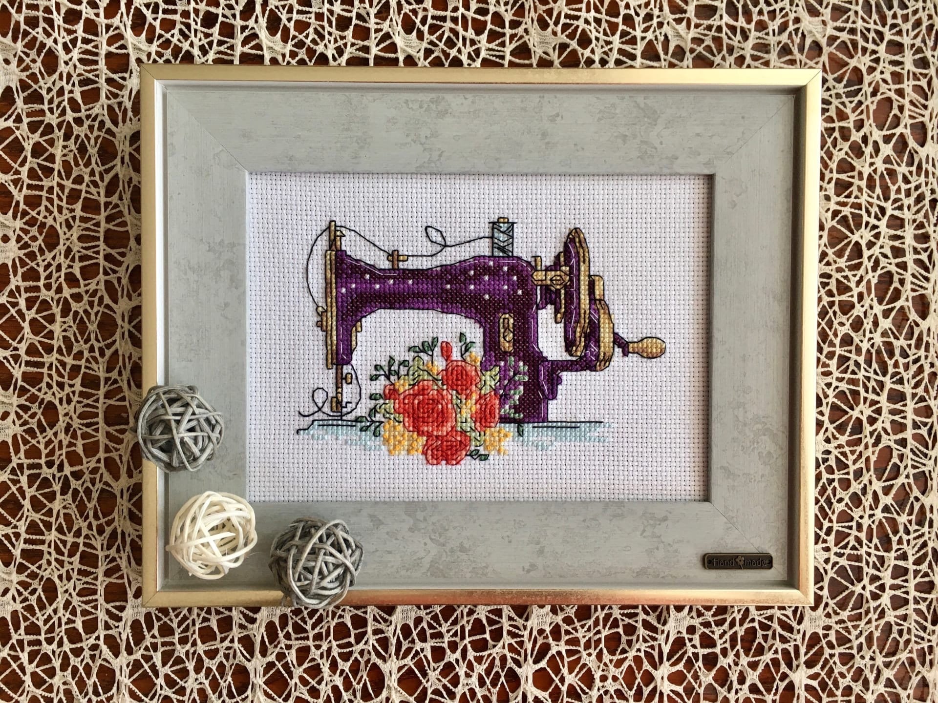 Cross stitch pattern sewing machine flowers retro sewing | Etsy
