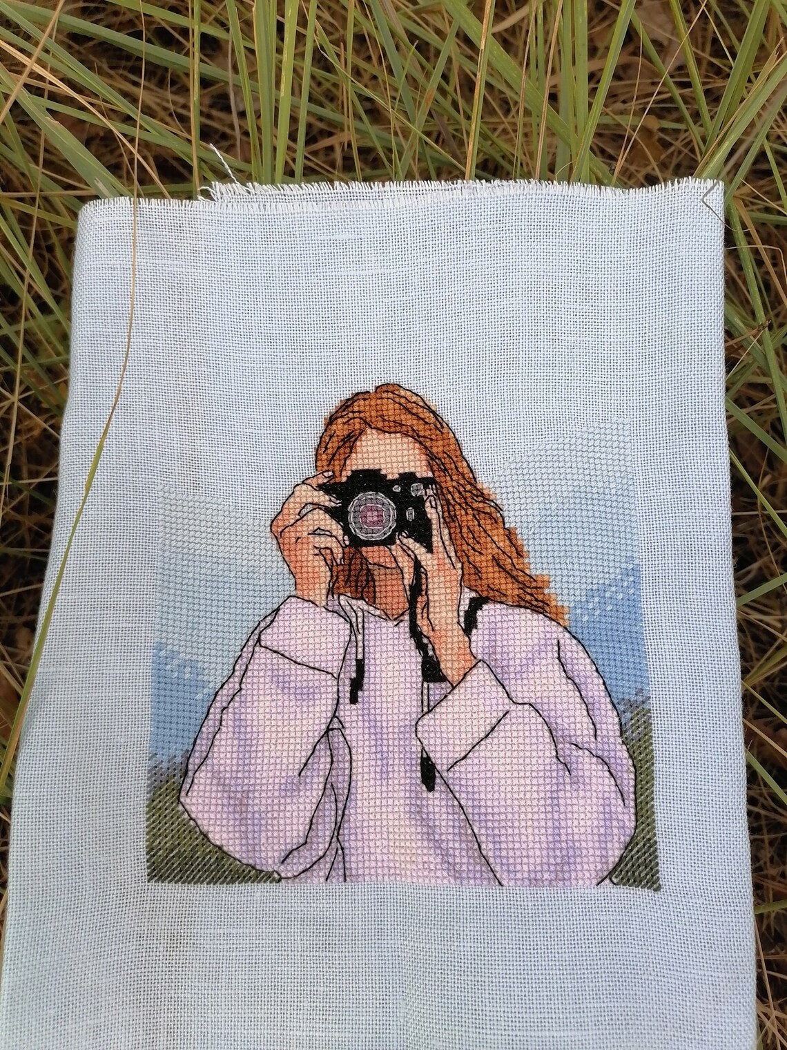 Cross Stitch Pattern Girl Camera Realistic Photo Xstitch PDF | Etsy