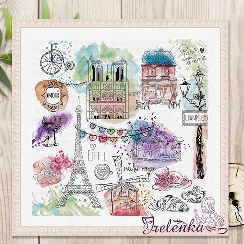 Paris City PDF Counted Cross Stitch Pattern Paris Cafe Digital - Etsy