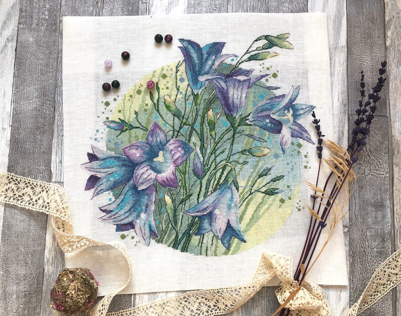 Cross Stitch Pattern Flowers Bluebells Circle Xstitch PDF Instant ...