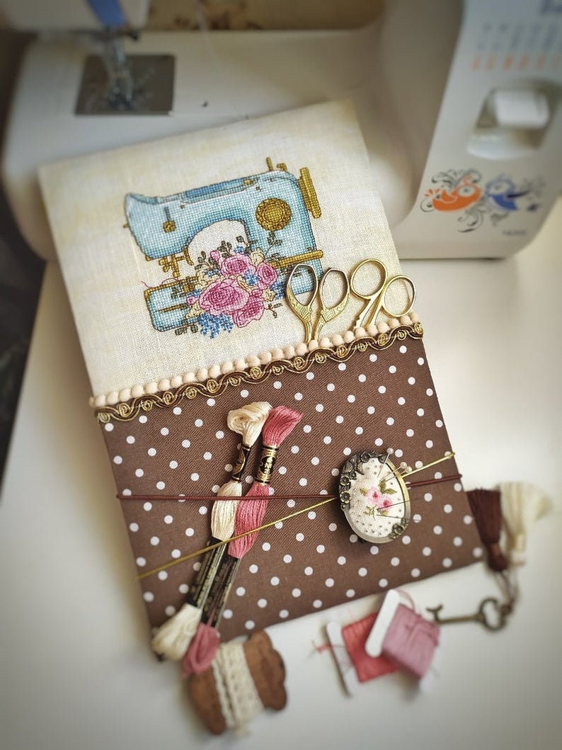 Cross Stitch Pattern Sewing Machine Flowers Retro Sewing - Etsy