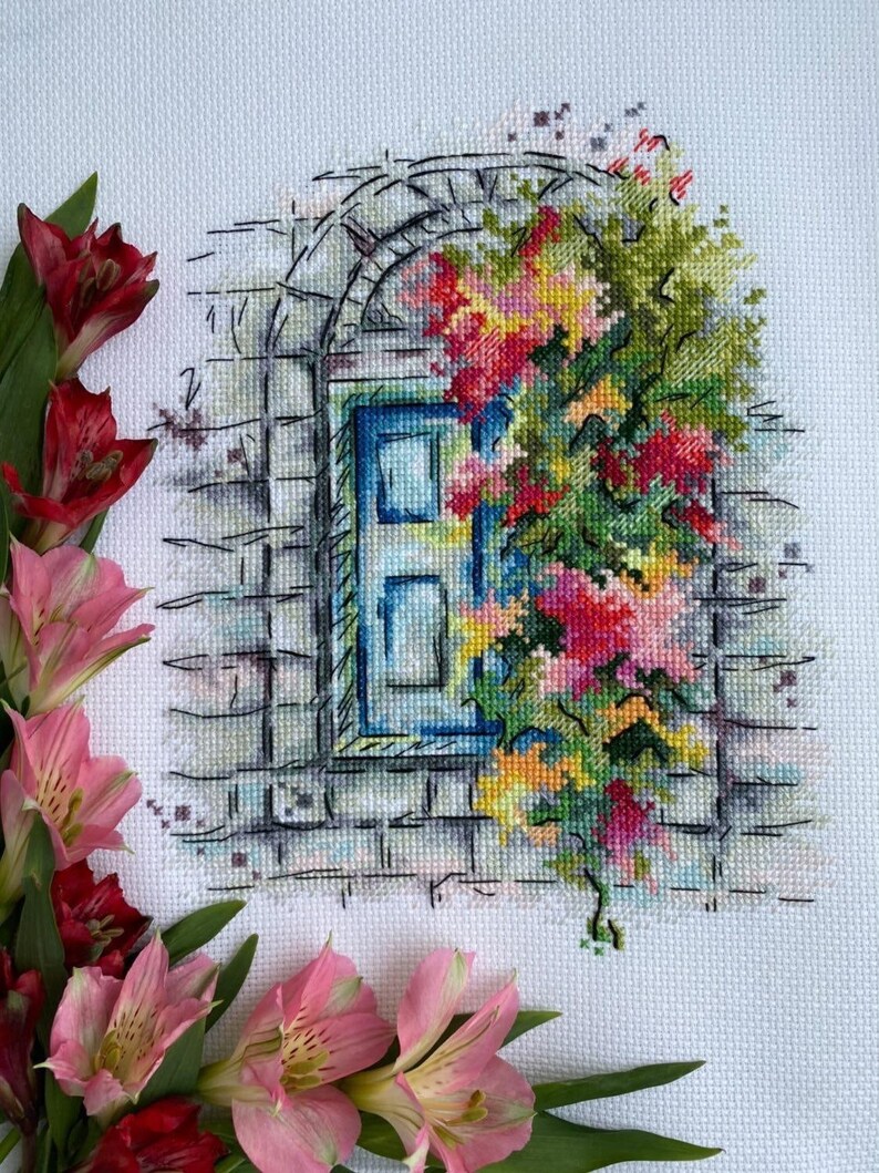 Cross Stitch Pattern Flowering Window Xstitch Flowers - Etsy