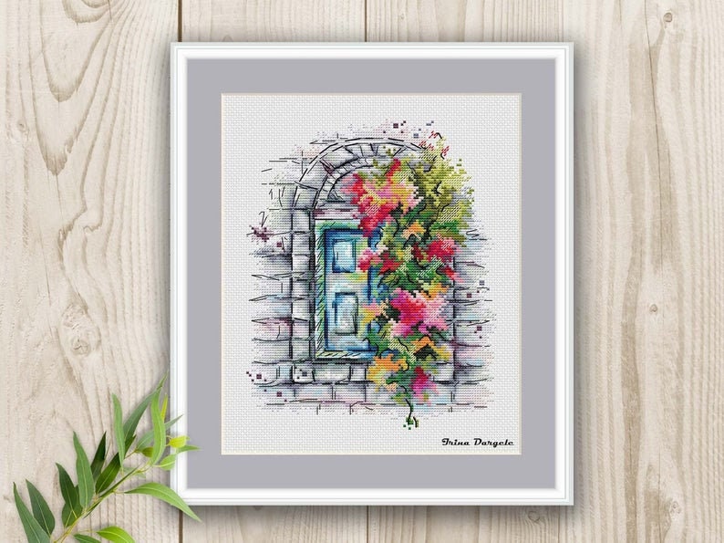 Cross Stitch Pattern Flowering Window Xstitch Flowers - Etsy