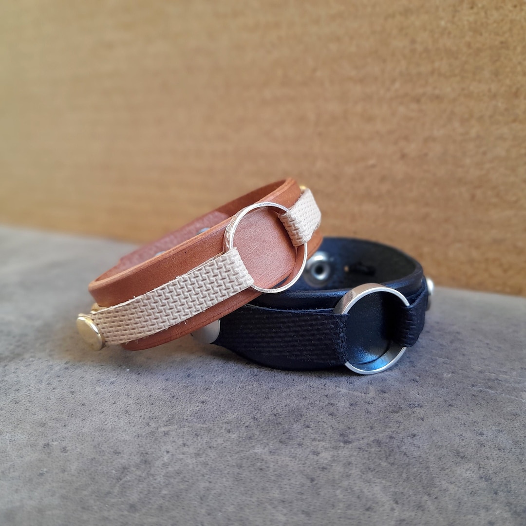 Adjustable Grief Bracelet, Handmade Leather Widow Bracelet, Wear a Ring ...