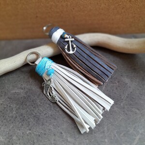 Nautical Keychains, Handmade Leather Key Fob, Bag/purse Tassel Charm ...