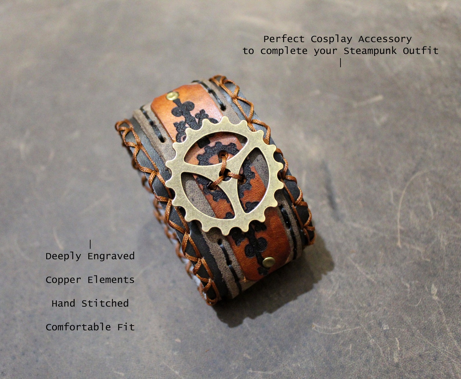 Steampunk Leather Cuff Bracelet Cosplay Steampunk Accessory - Etsy