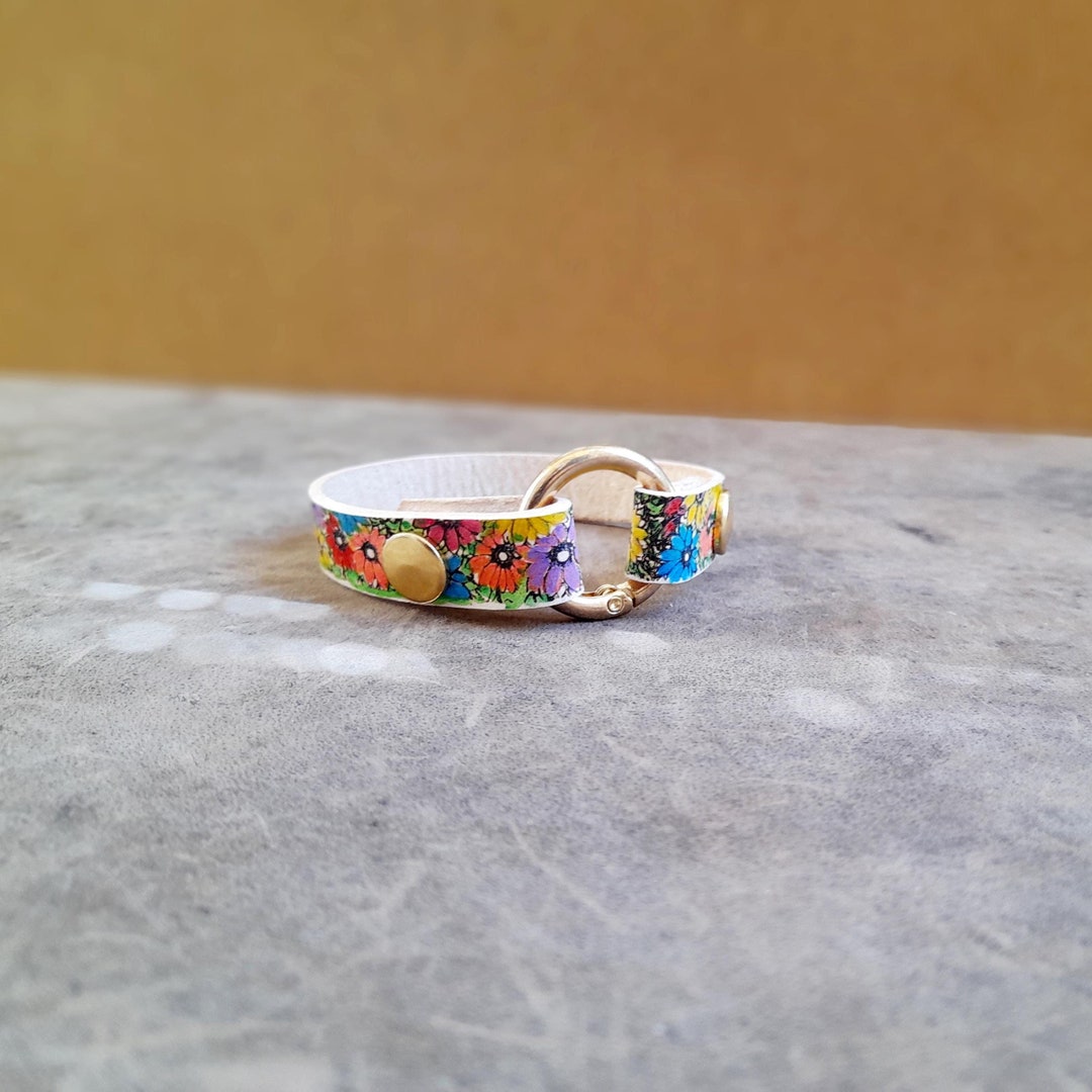 Hand Painted Colorful Floral Ringholder Bracelet, Grief Bracelet ...
