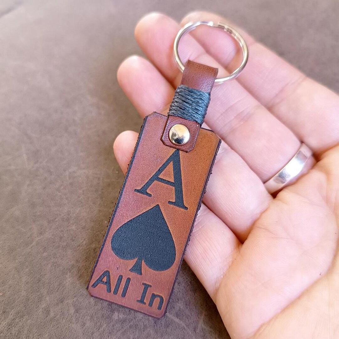 Personalized Ace of Spades Leather Keychain, Handmade Leather Keyfob ...