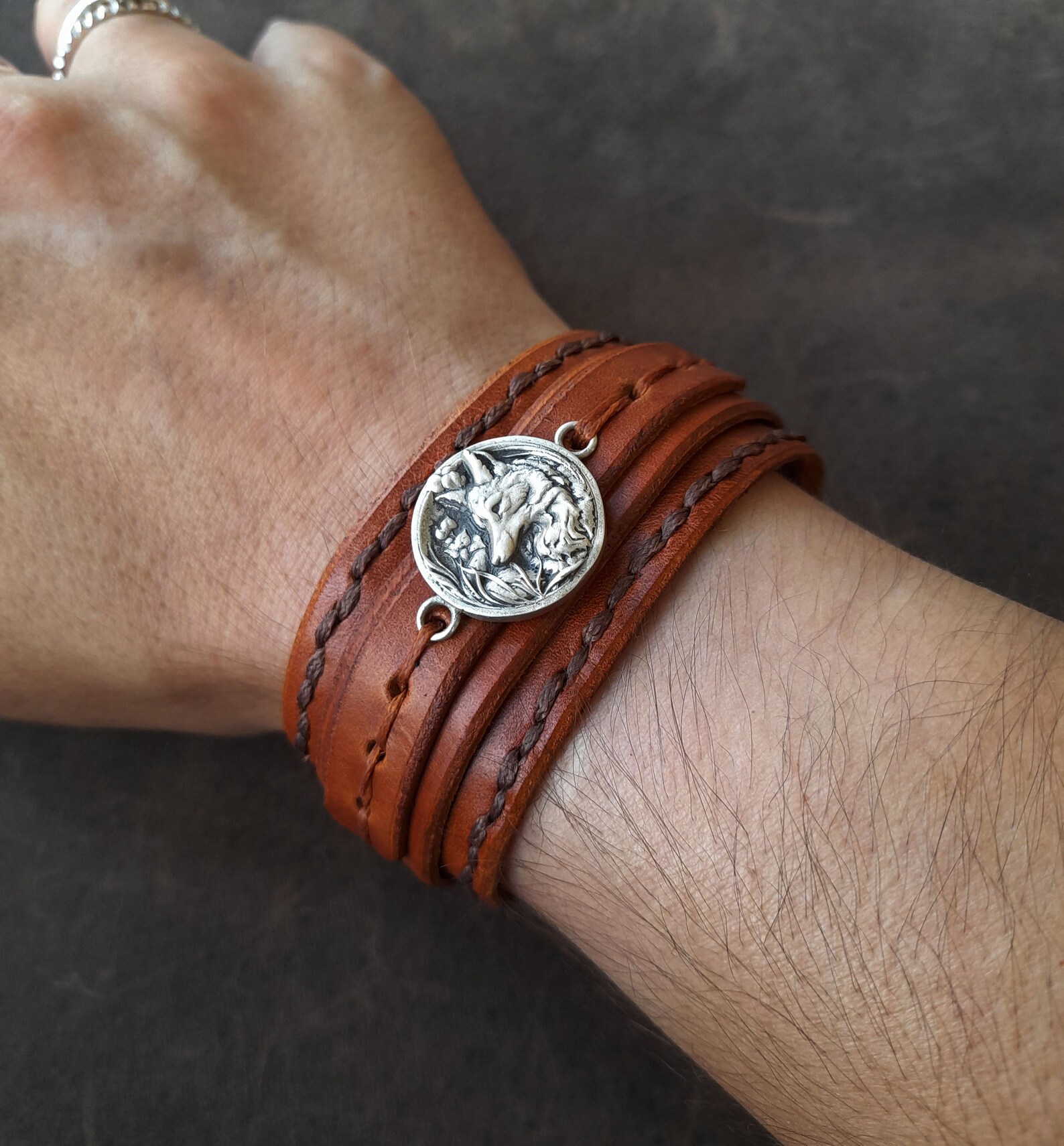Arctic Fox Jewelry Bracelet: Chunky Elegance, Wide Leather Cuff for ...