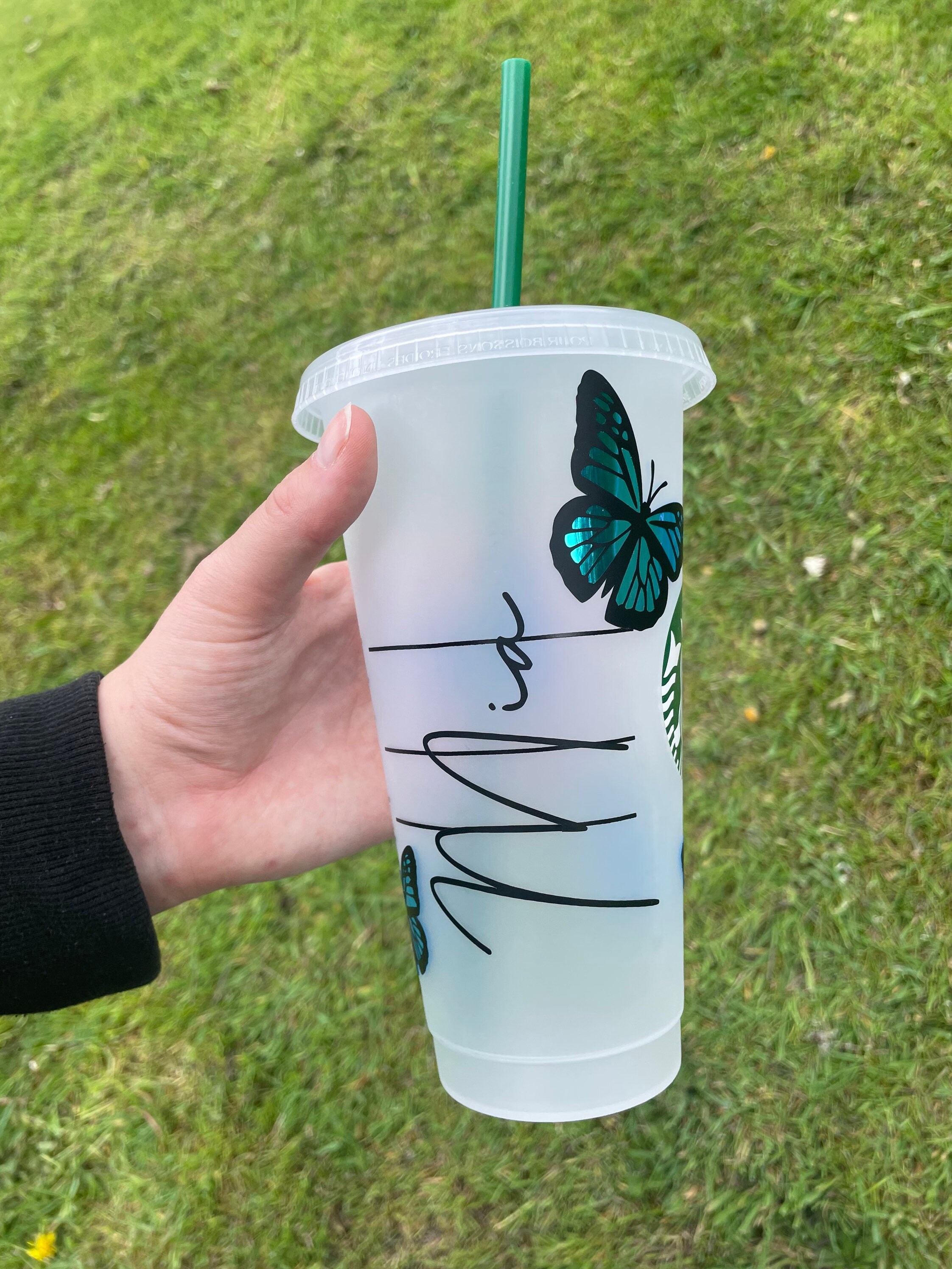 Starbucks Cold Cup With Butterfly Design and Personalisation - Etsy UK