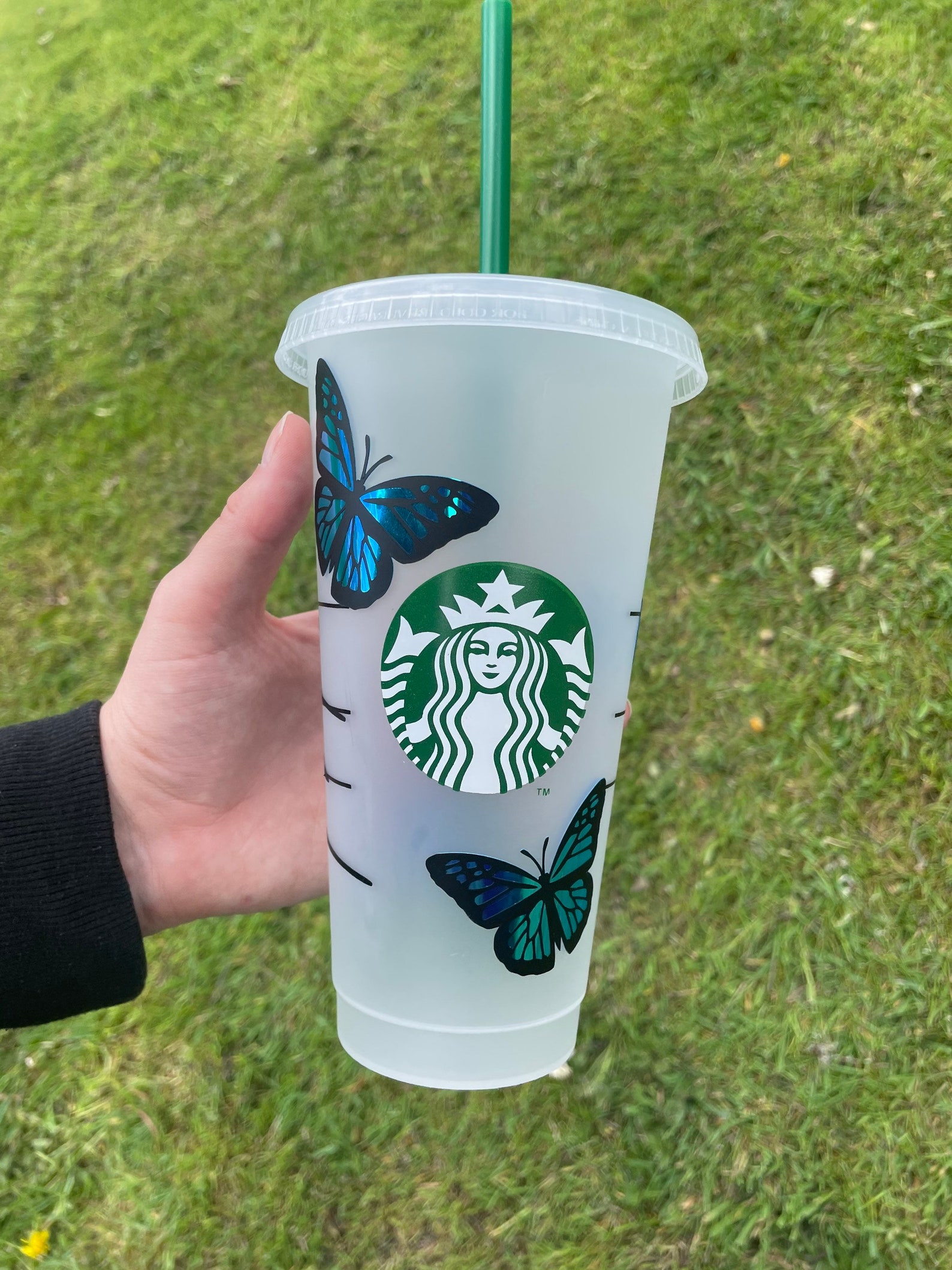 Starbucks Cold Cup With Butterfly Design and Personalisation - Etsy UK