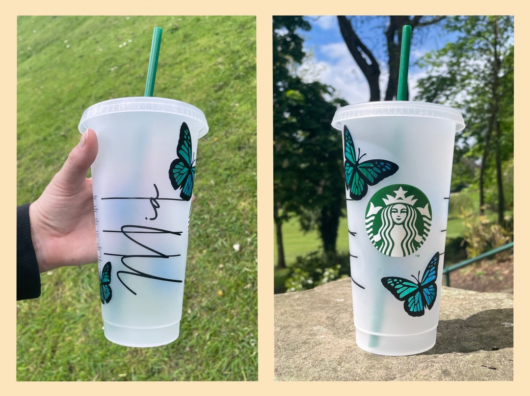 Starbucks Cold Cup With Butterfly Design and Personalisation - Etsy