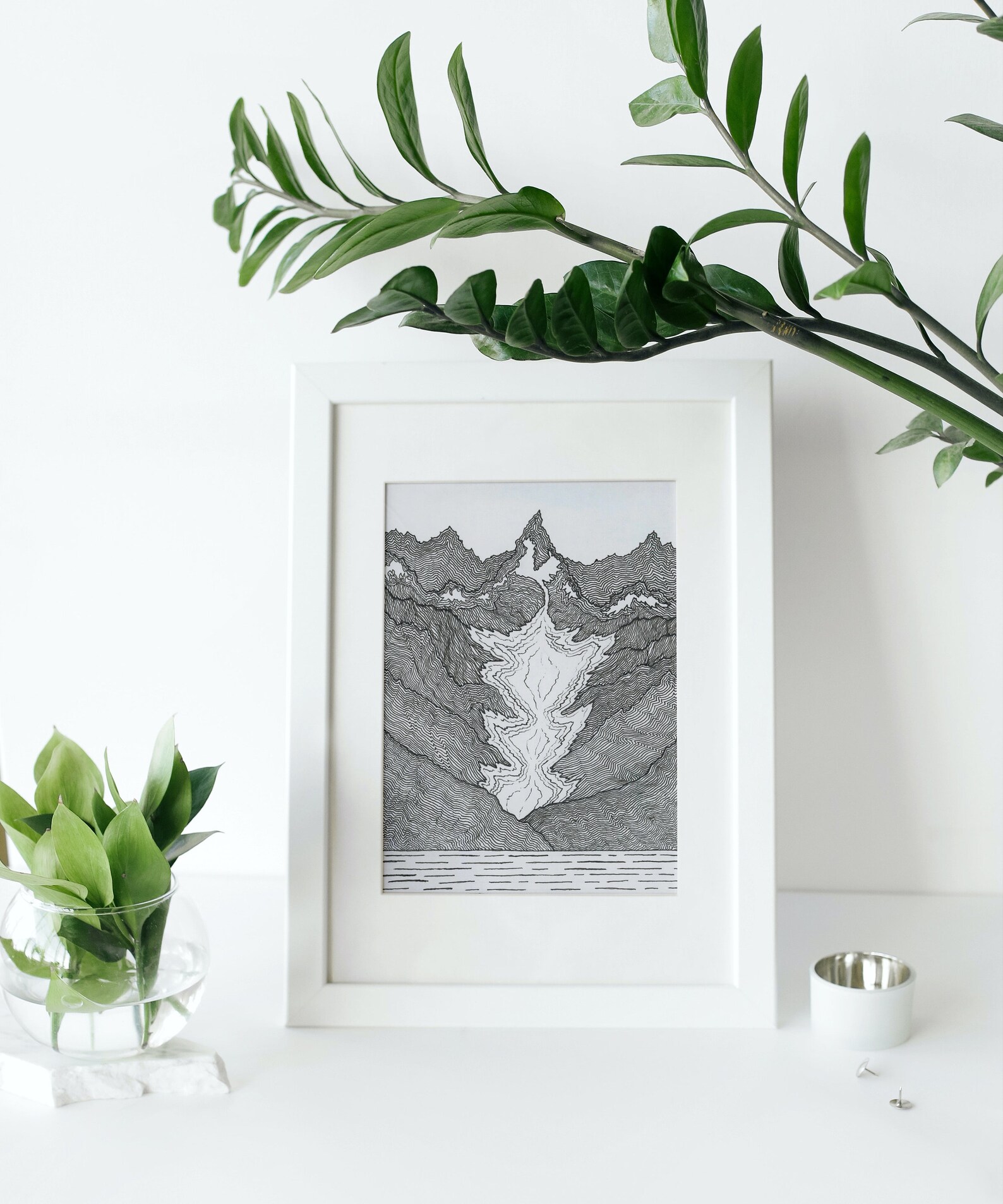Alaska Mountain Ink Drawing Fine Art Print, Mountain Line Art - Etsy
