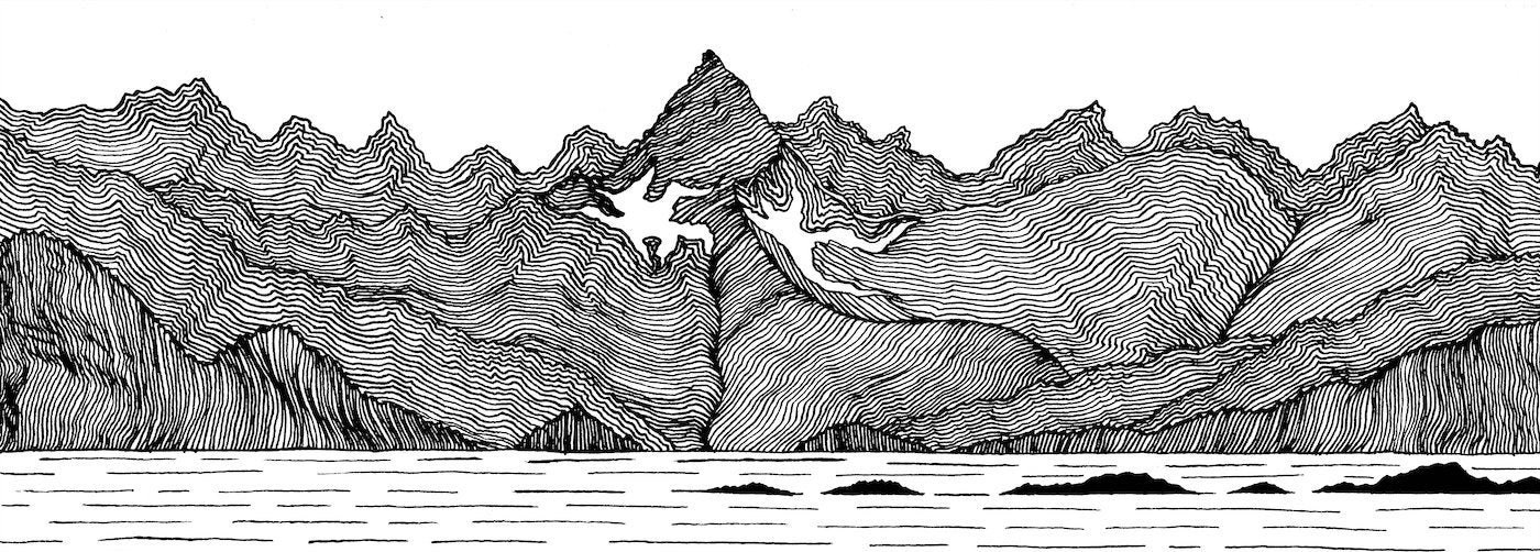 Alaska Mountains Ink Drawing Fine Art Print - Etsy