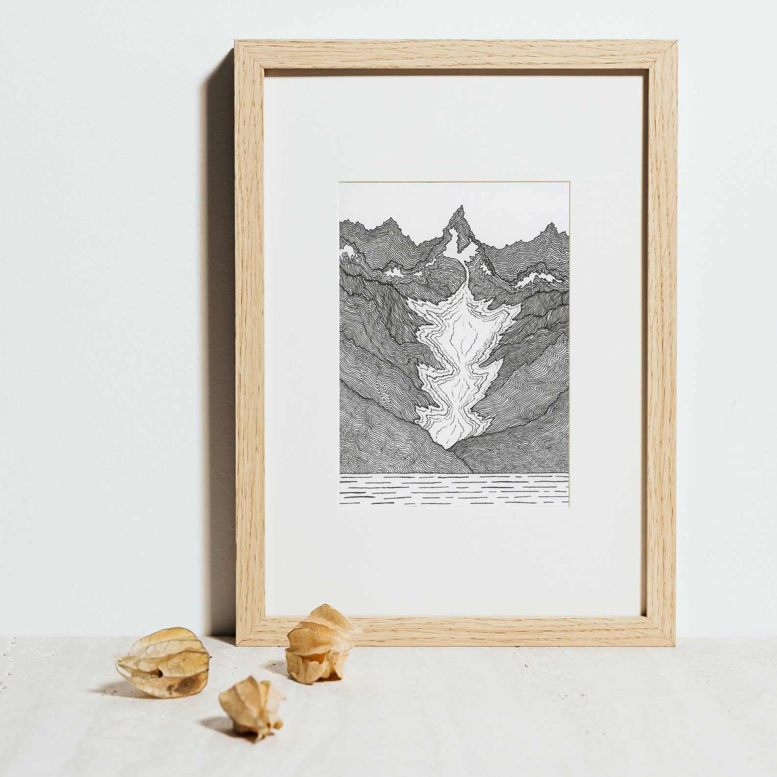 Alaska Mountain Ink Drawing Fine Art Print, Mountain Line Art - Etsy