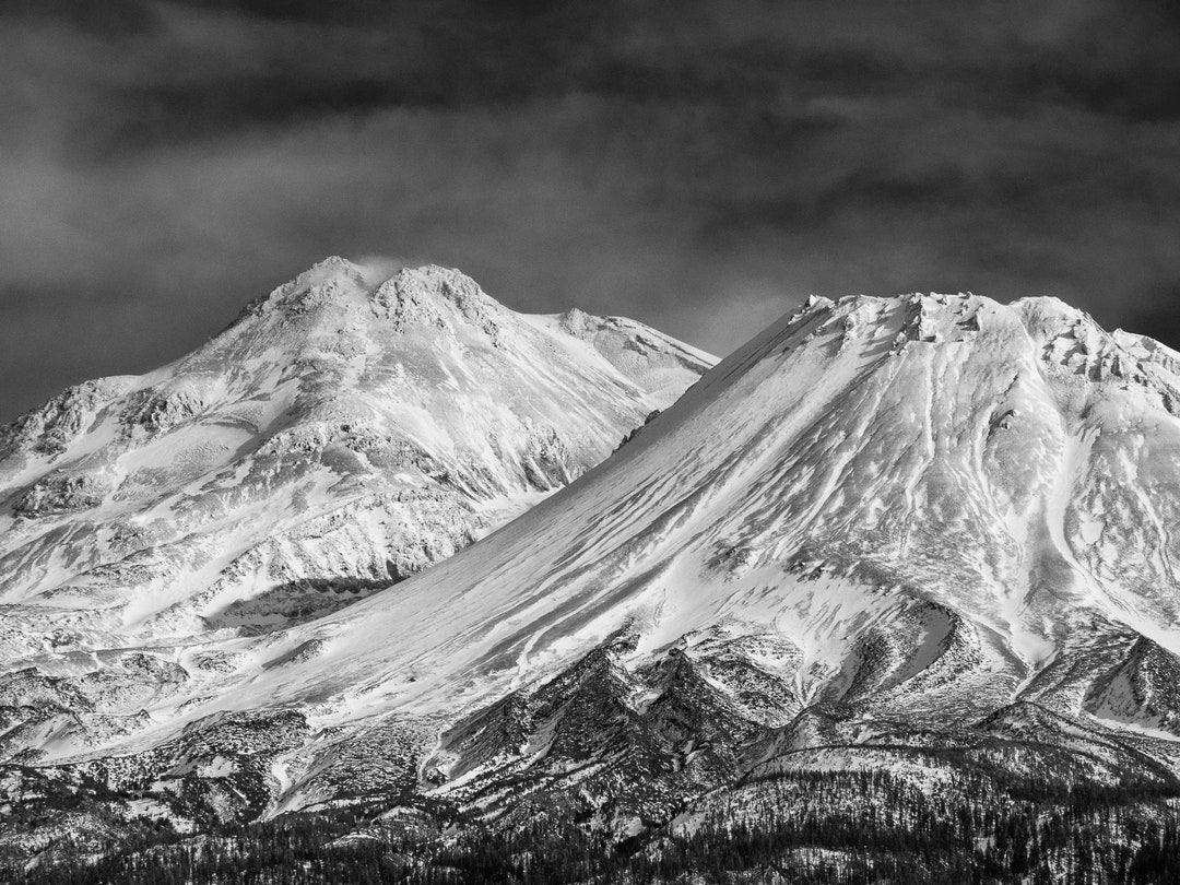 Mount Shasta Fine Art Print, Landscape Print, Mount Shasta Art, Black ...