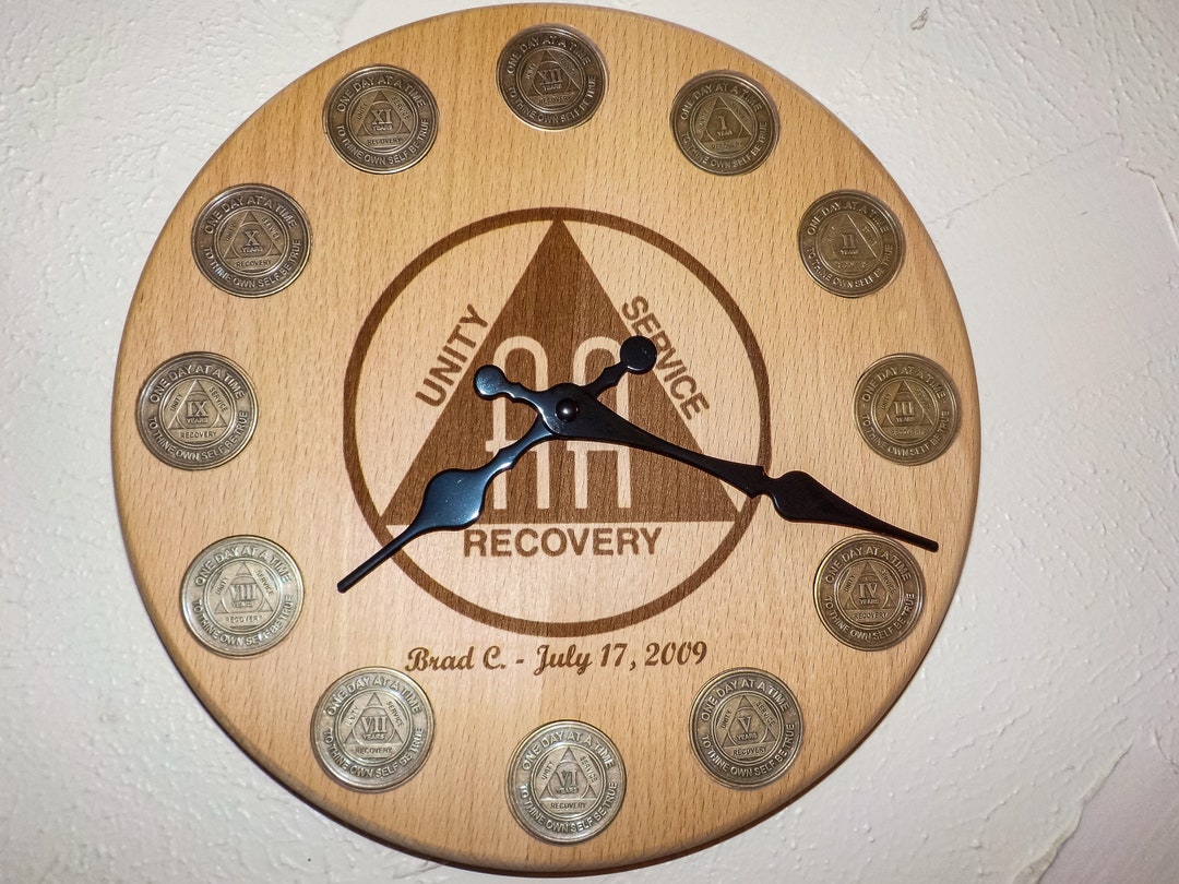Recovery Clock, Personalized 12 Step Sobriety Gift With Coins ...