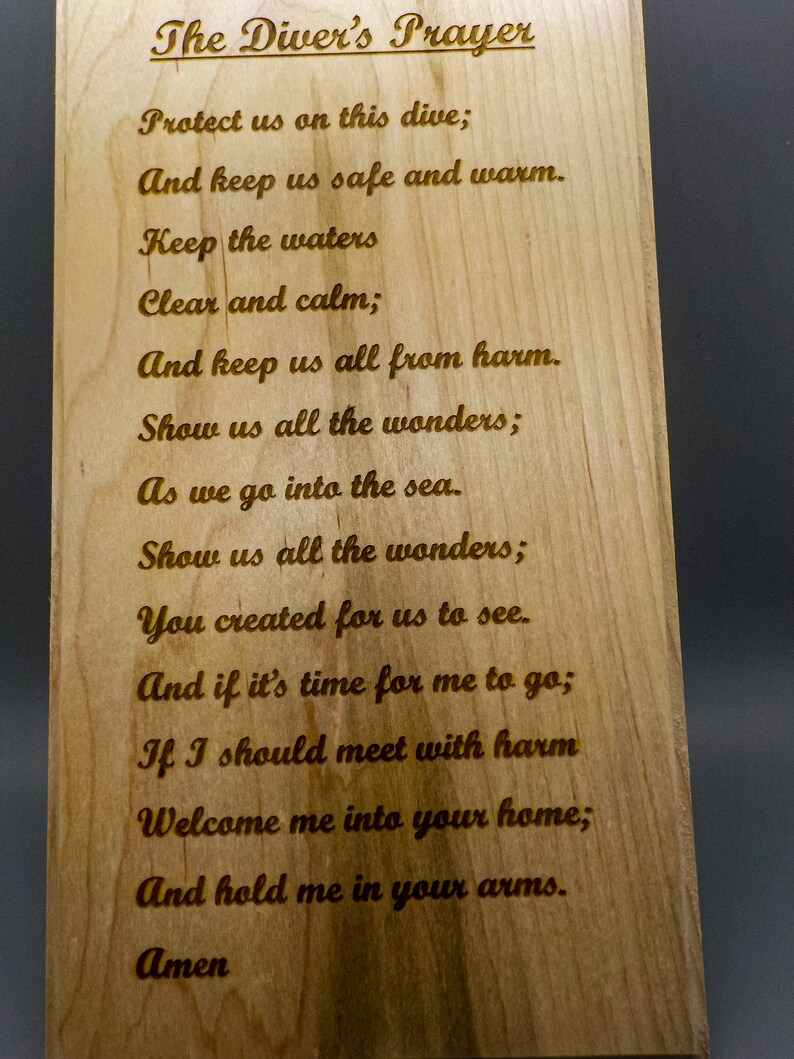 The Diver's Prayer - Laser Engraved on Beechwood - Etsy