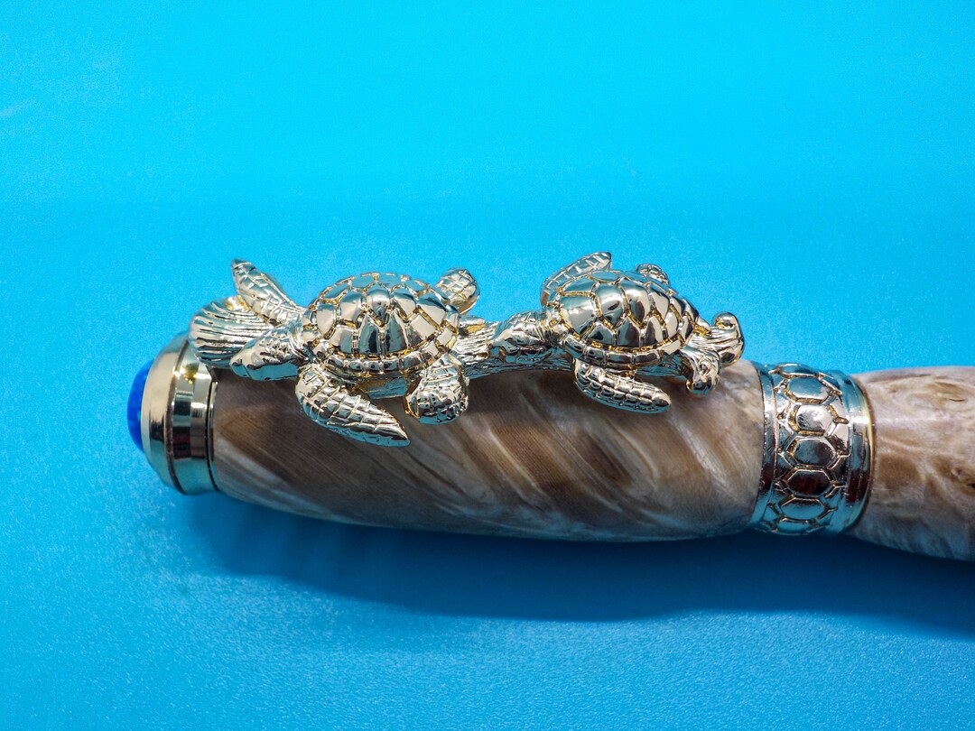 Sea Turtle Pen in Boxelder Burl Wood With 24ct Gold Plated Accents ...