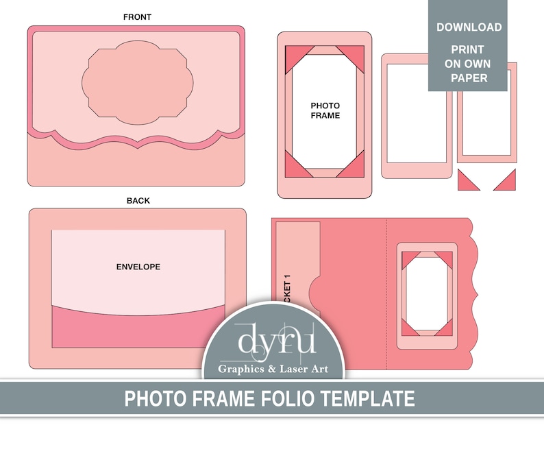 Photo Frame, Gift Card Folio, Folio Keepsake, Template, Junk Journal ...