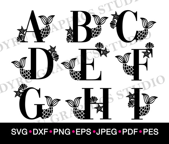 Mermaid Monogram SVG Monogram Cricut Mermaid Lettering - Etsy