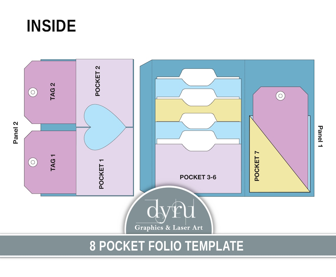 Folio Template, Heart Folio, Library Cards, Tri Fold, Craft, DIY, Folio ...