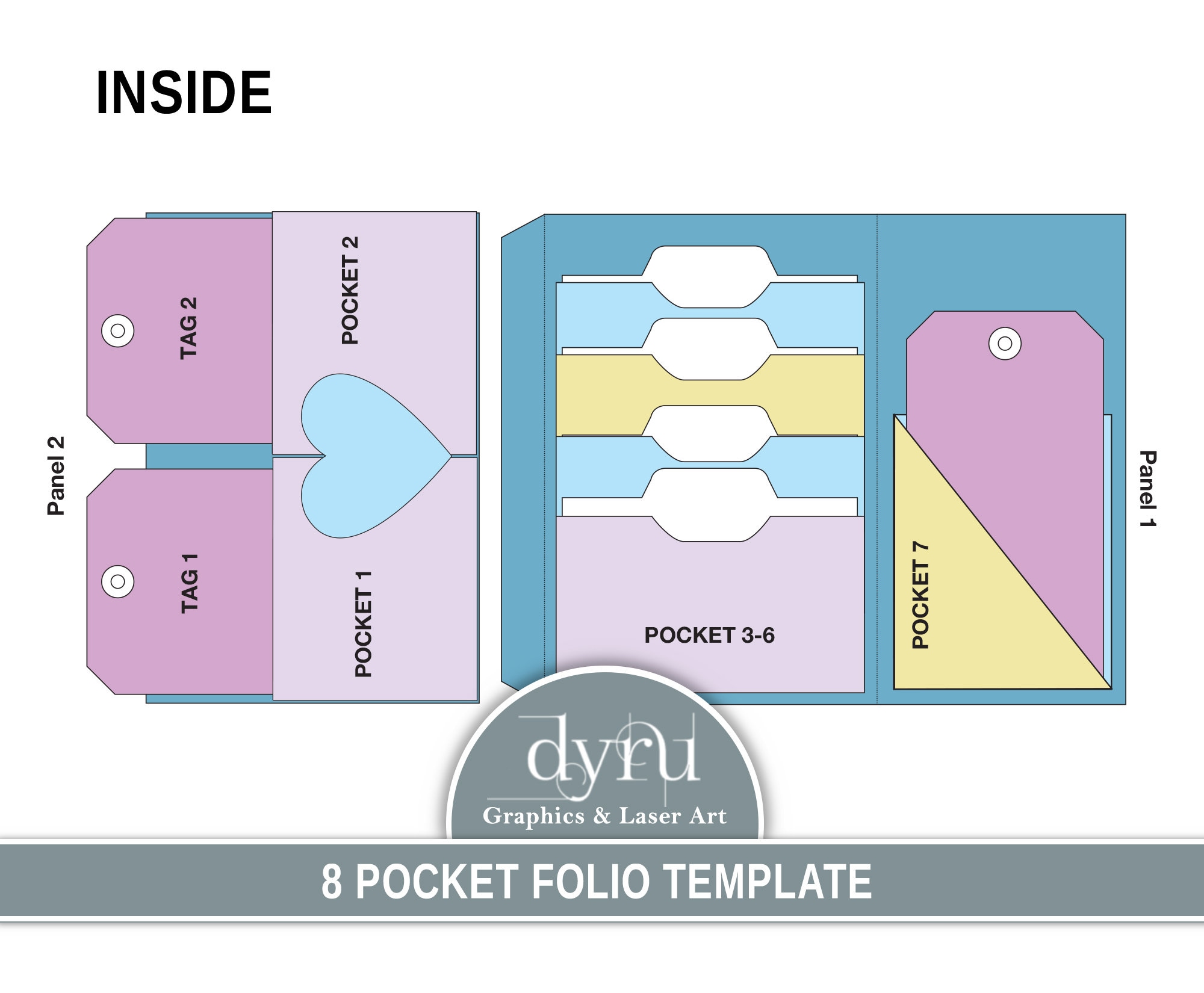 Folio Template, Heart Folio, Library Cards, Tri Fold, Craft, DIY, Folio ...