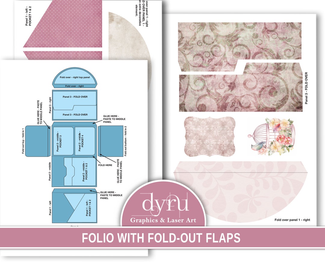 Pink Folio Template, Folio Craft Kit, Folio Kit Junk Journal Printable ...
