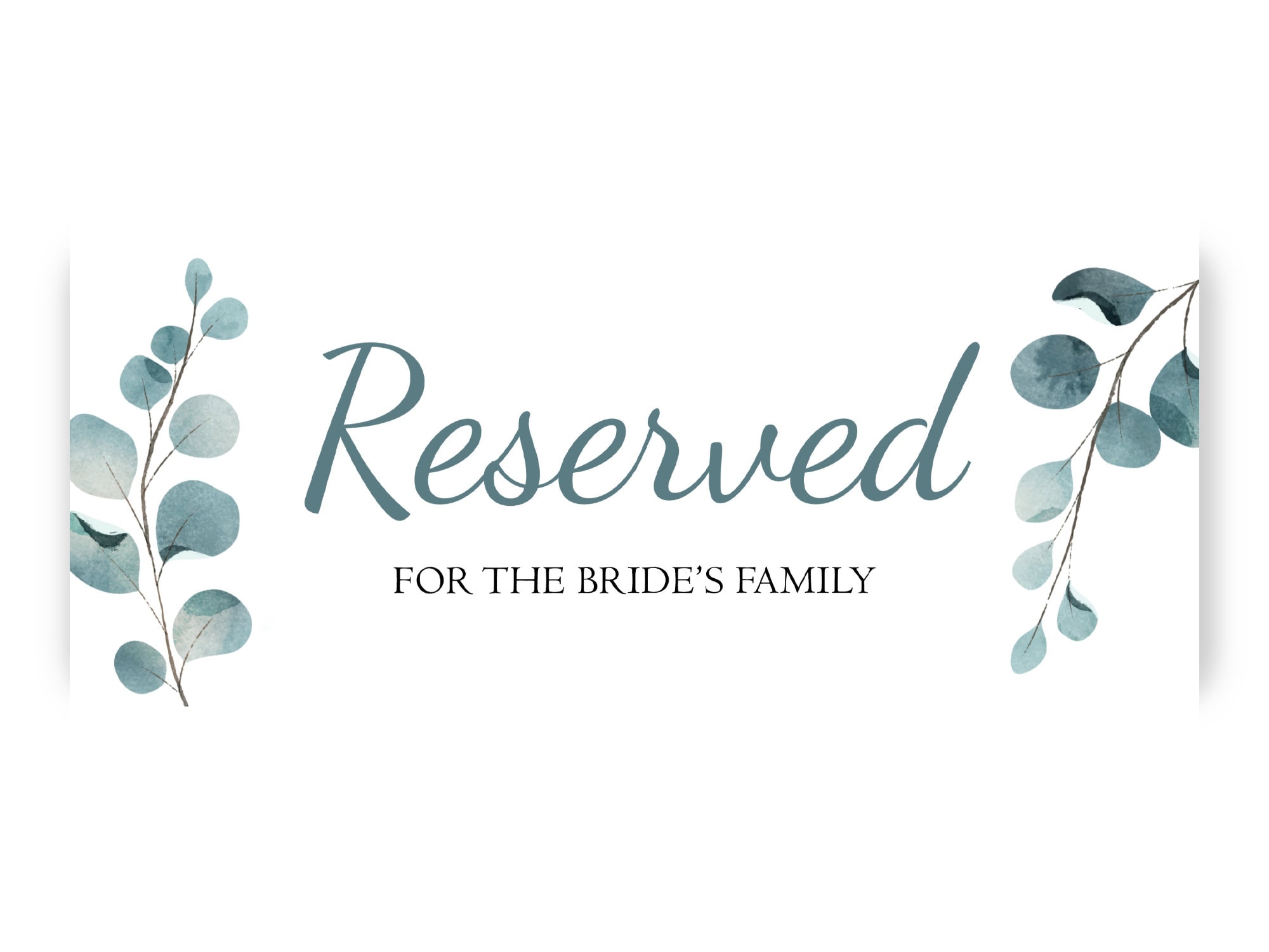 Wedding Reserved Tent Sign Template (4x9.25) | Eucalyptus | Leafy ...