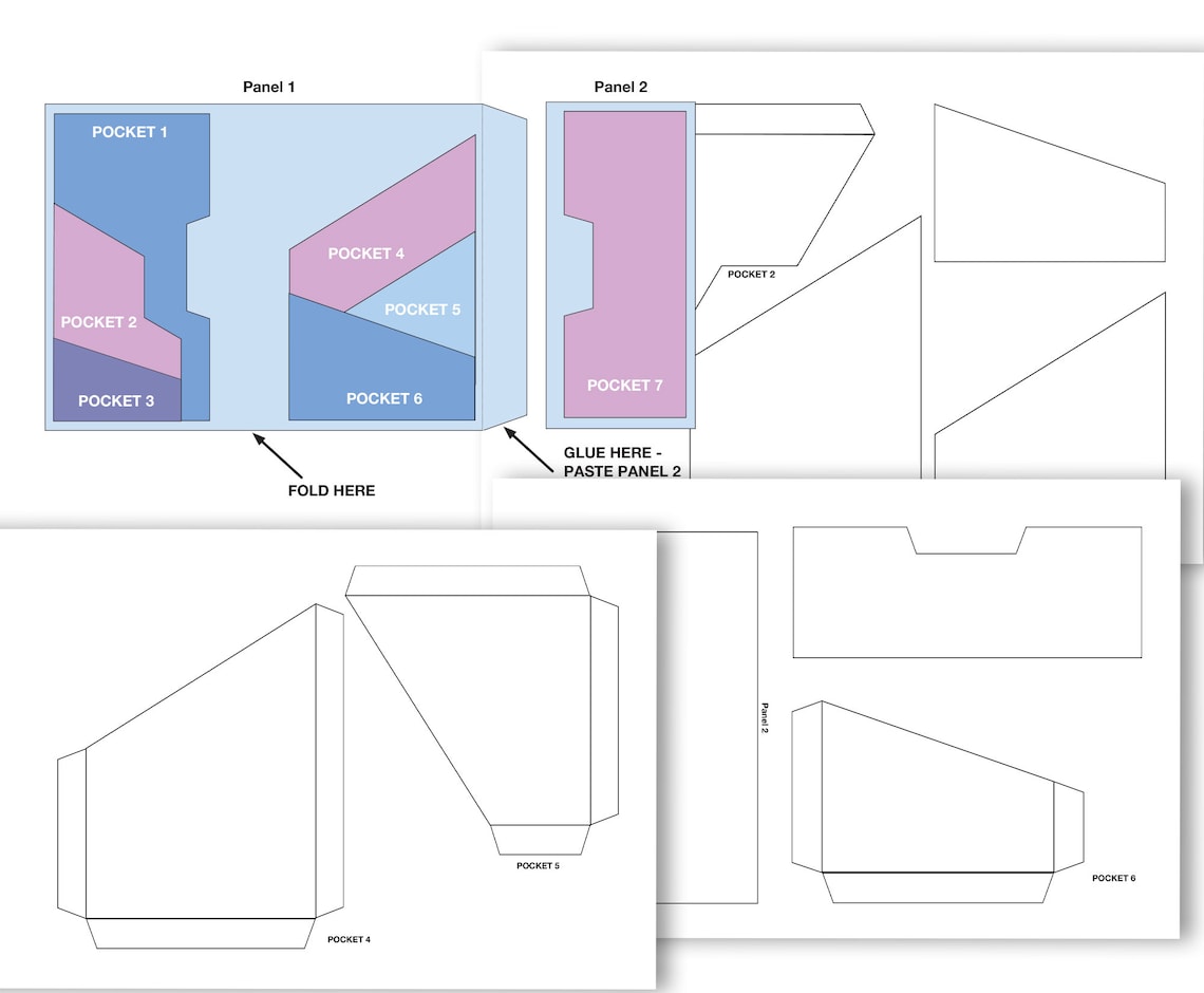 8 Pocket Flip Folio, Template, Closure, Folder, DIY Kit, Journaling ...