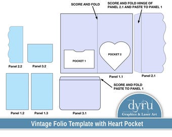 Large Pocket Flip Folio, Gift Card Folio, Folio Keepsake, Blank Template, Junk Journal, Folder ...