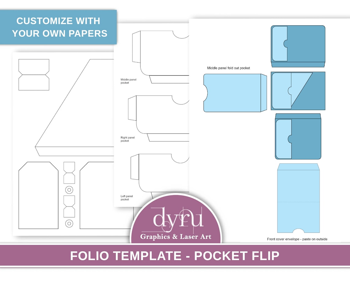 Pocket Flip Folio, Template, Junk Journal, Folder, Album, Insert, Folio ...