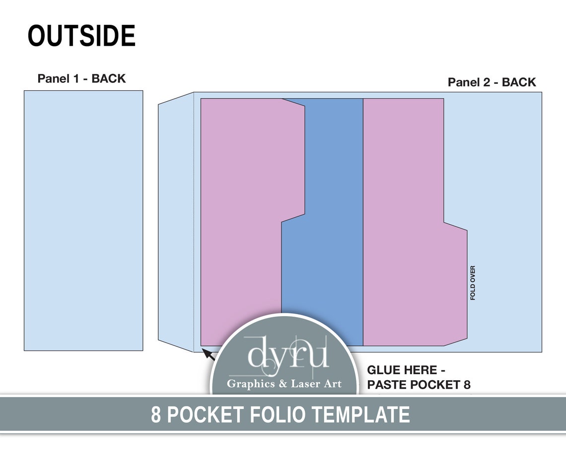 8 Pocket Flip Folio, Tags Holder Folio, Keepsake, Blank Template, Junk Journal, Folder, Fold Out ...