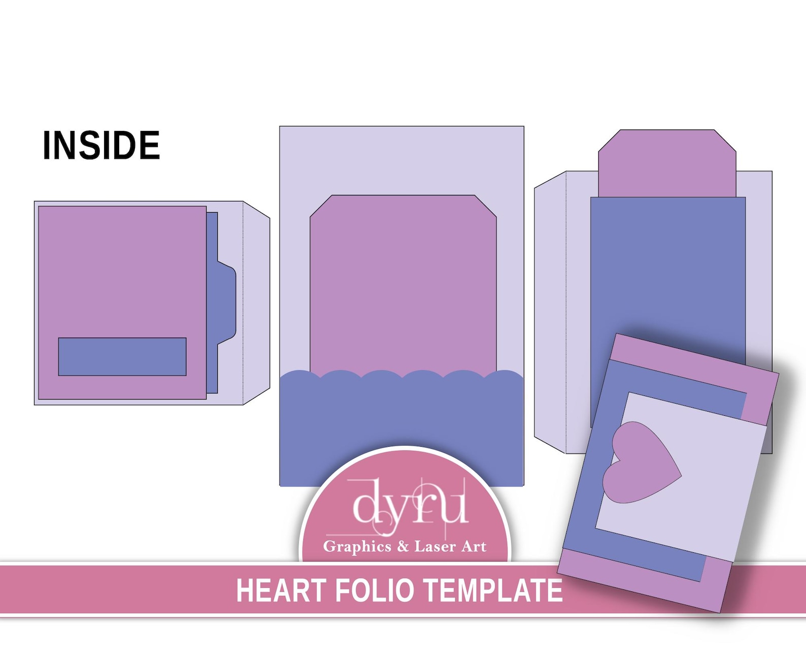 Heart Folder, Pocket Folio, Valentine Folio, Keepsake, Blank Template ...