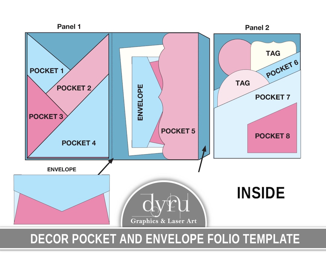 Envelope Template, Mail Folio Kit, Decor Pocket, Various Pockets, Blank ...