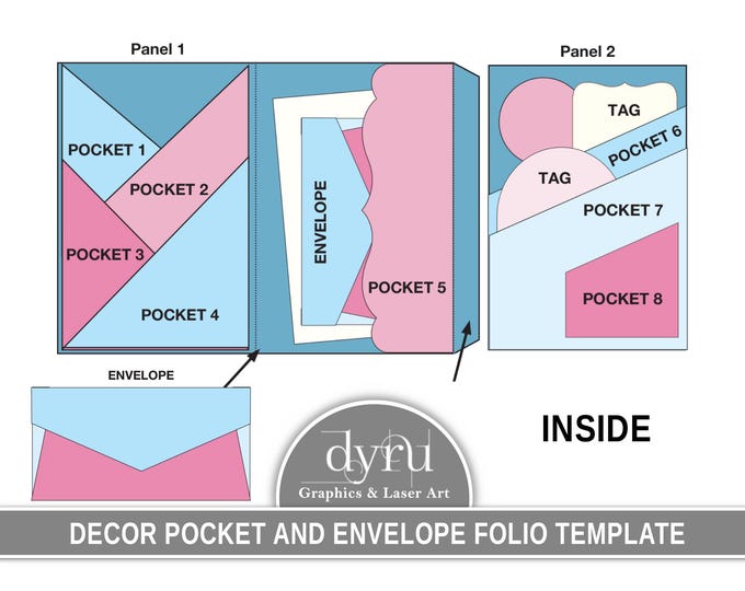 Folio Booklet, Digital Template, Pocket Folder, Folding Folio, Folio Kit, Junk Journal Printable ...